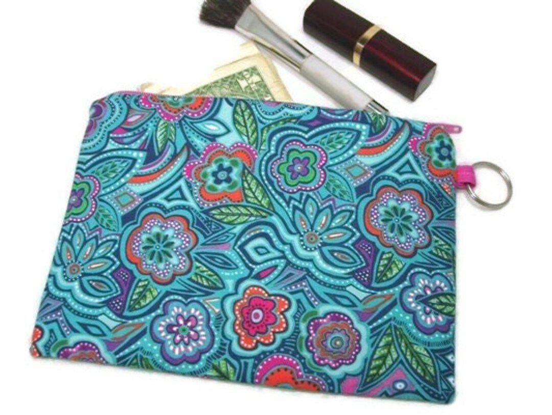 Padded Zipper Pouch With Silver Split Ring in Bohemian Dreams- Scroll ...