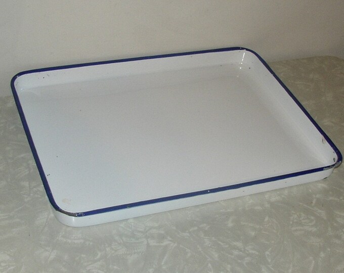 Blue and White Enamel Tray - Etsy