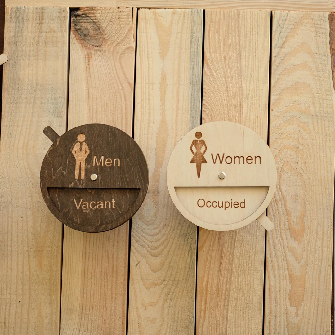 Wooden Toilet Sign Decorative, Door Sign Guest Toilet, Toilet Gender ...