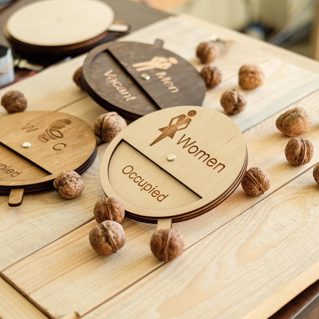 Water Closet Sign, Toilet Door Hanger, Wooden Toilet Cabin Sign, WC ...