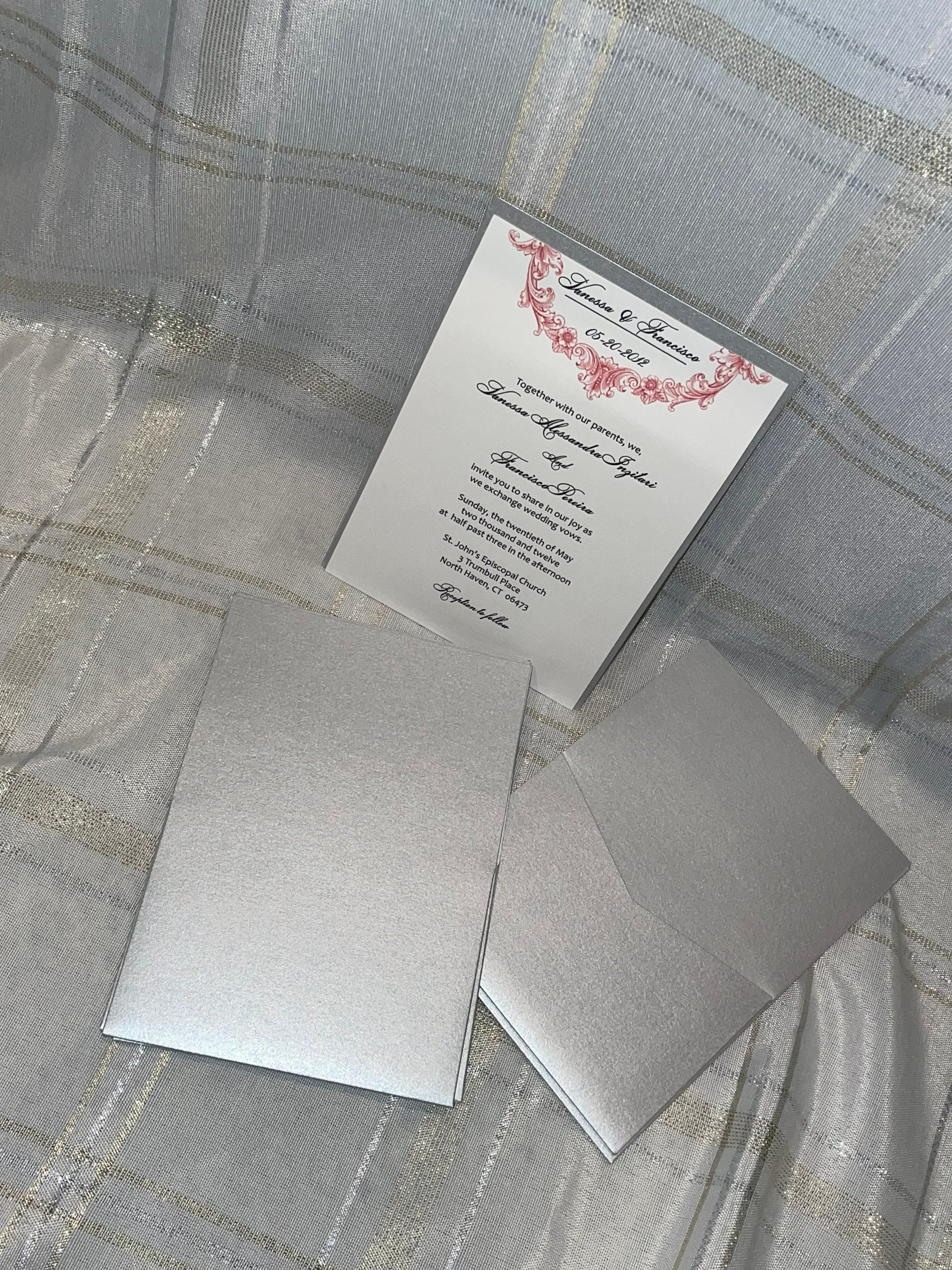 Light Shimmer Grey 5" X 7" Vertical Pocket on the Back Invitation ...