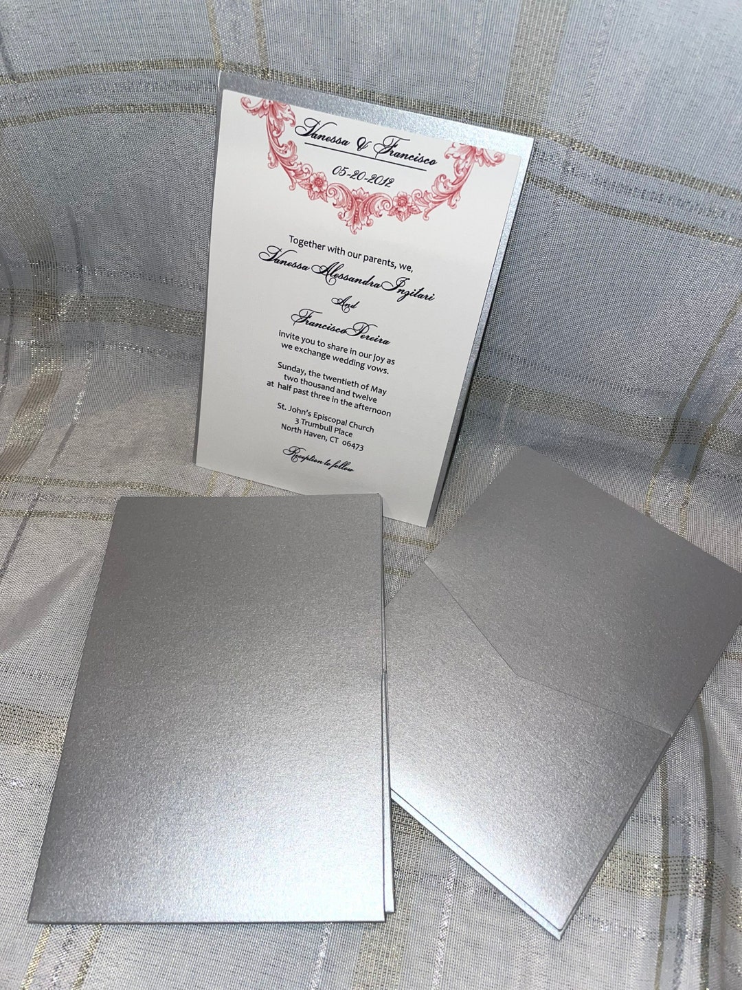 Light Shimmer Grey 5" X 7" Vertical Pocket on the Back Invitation ...