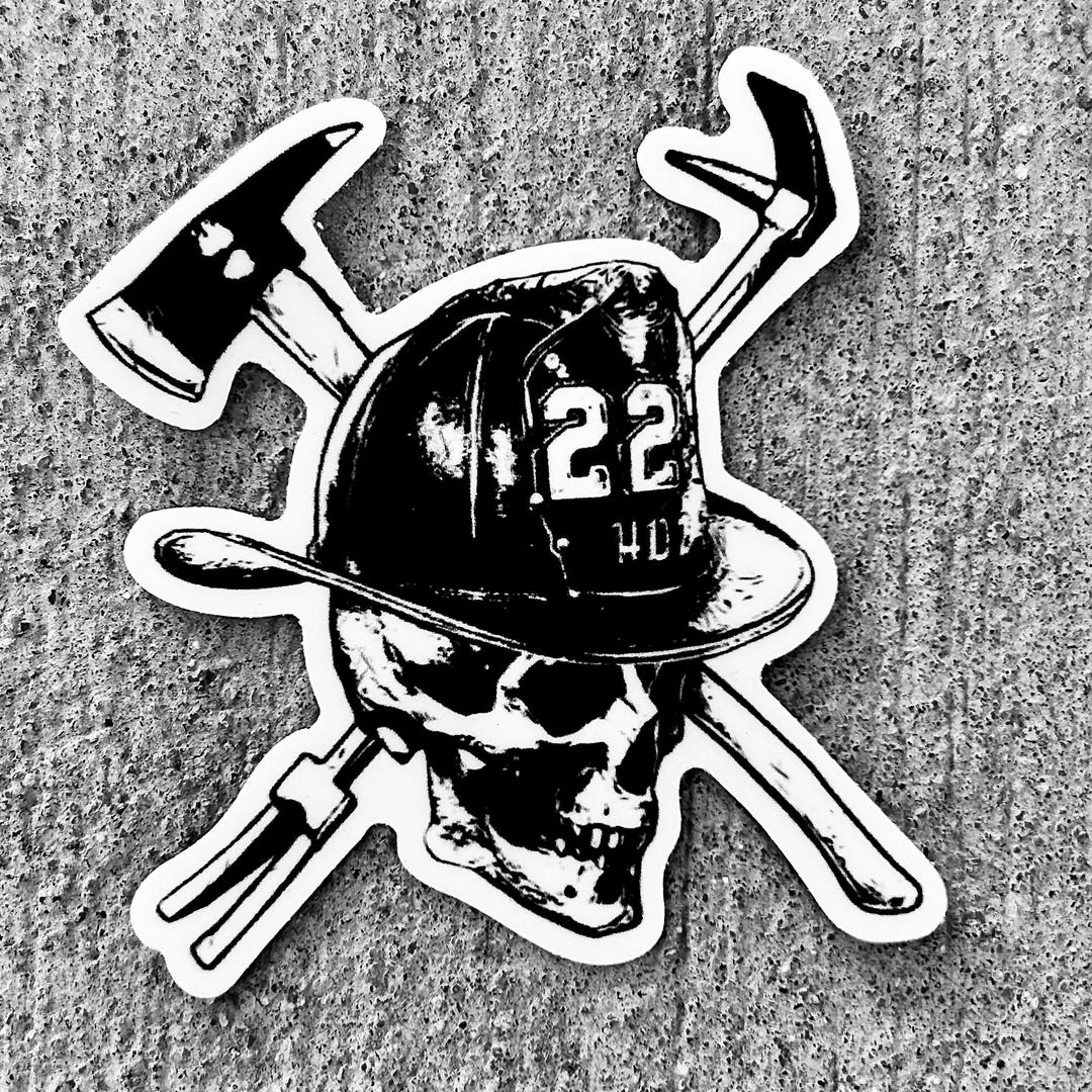 Firefighter Skull Helmet Sticker: Waterproof Vinyl Decal - Etsy