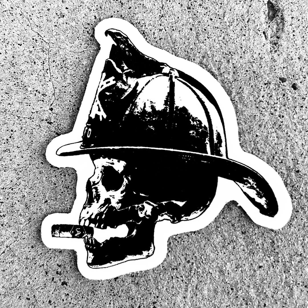 Cigar Skull Sticker, Firefighter Stickers, Fire Rescue Stickers, EMS ...