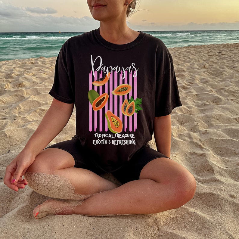 Comfort Colors® Papaya Shirt, Women's Graphic Tees With Fruit Design ...