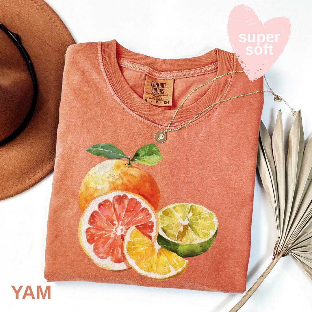 Comfort Colors® Citrus Shirt,mediterranean Fruit Tea,watercolor Fruit ...