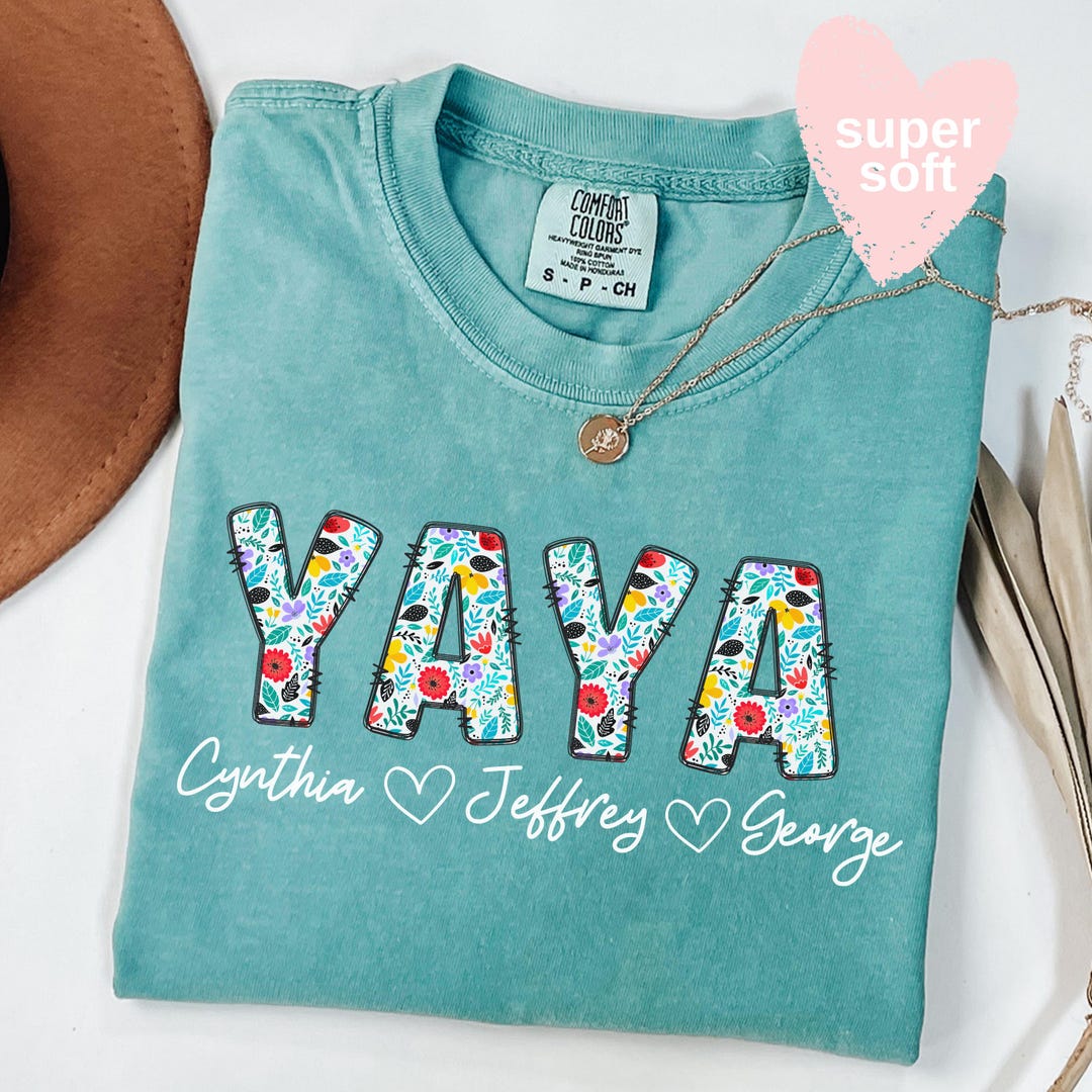 Personalized Yaya Shirt With Grandkids Names,floral Mimi T-shirt,yaya ...