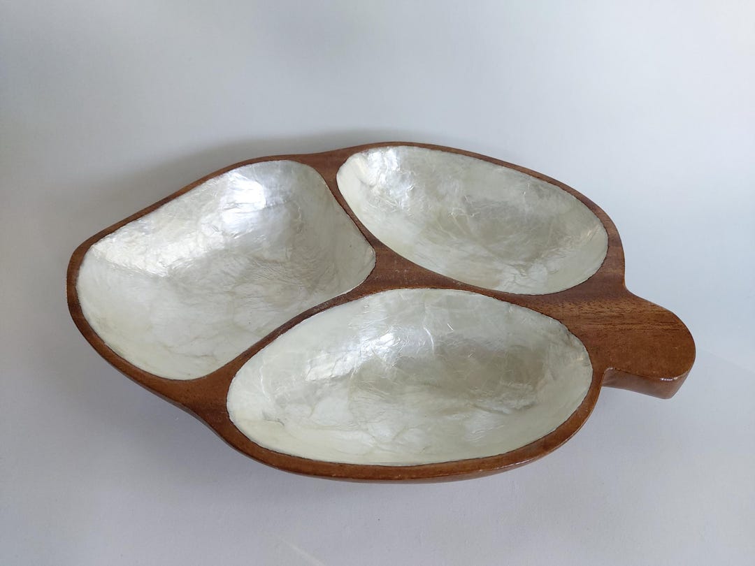 Monkey Pod Wood With Capiz Shell Inlay, Vintage Wooden and Mother-of ...