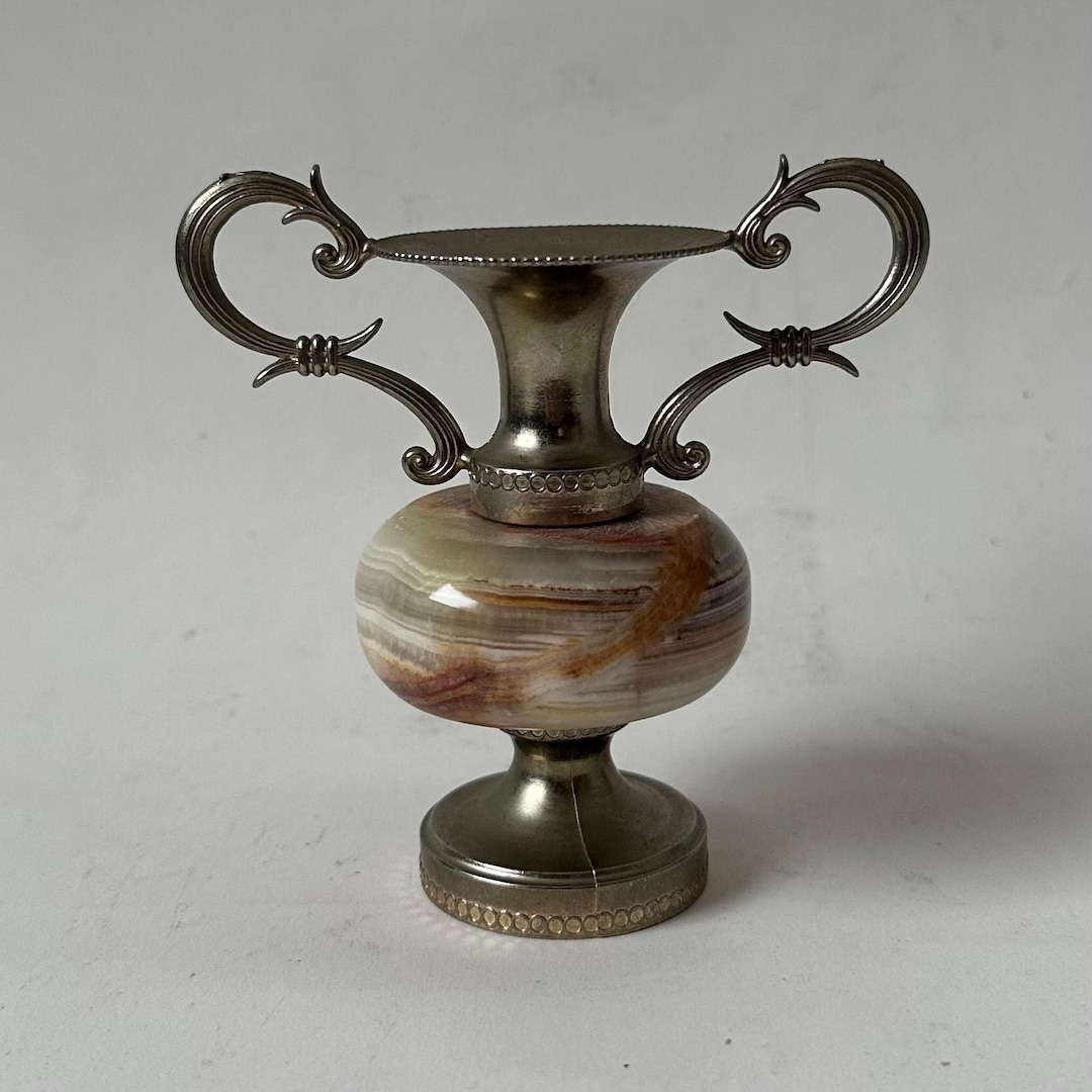 Vintage Miniature Onyx Vase, Metal Handles, Made in Italy - Etsy