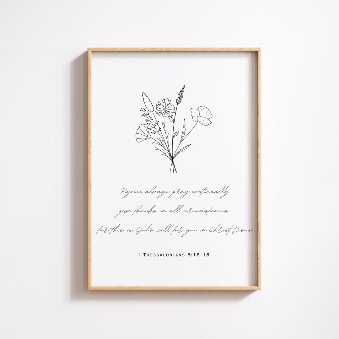 1 Thessalonians 5:16-18 Bible Verse Wall Art | Scripture Neutral Boho ...