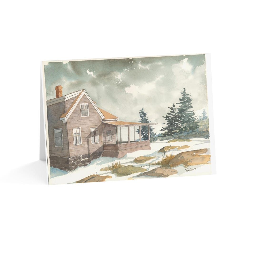 Martin Tickner Watercolor Painting Greeting Card Print: Snow on ...