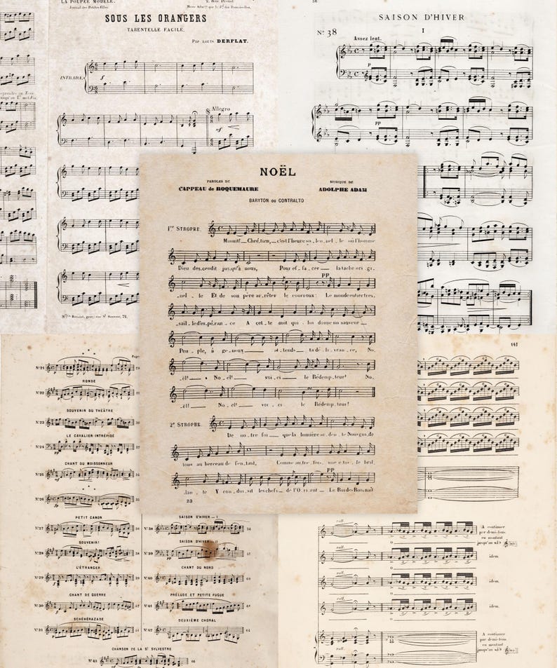 Vintage Music Sheet Digital Papers – Junk Journal Printable Kit (20 ...