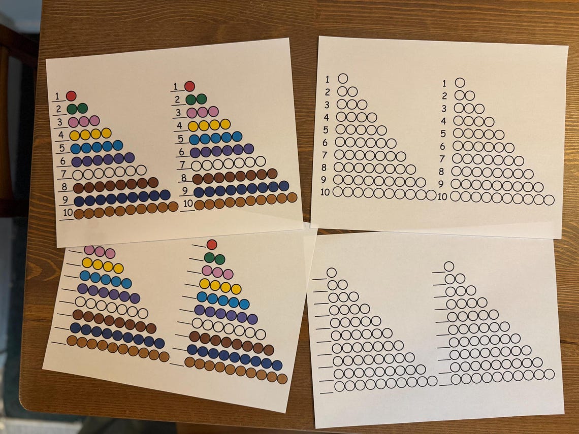 Montessori Short Bead Stair Template - Etsy