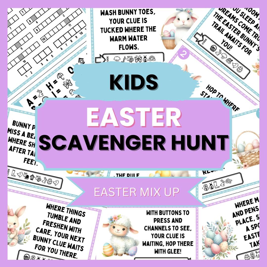 Easter Scavenger Hunt for Kids, Indoor Printable Puzzle Game, Fun ...