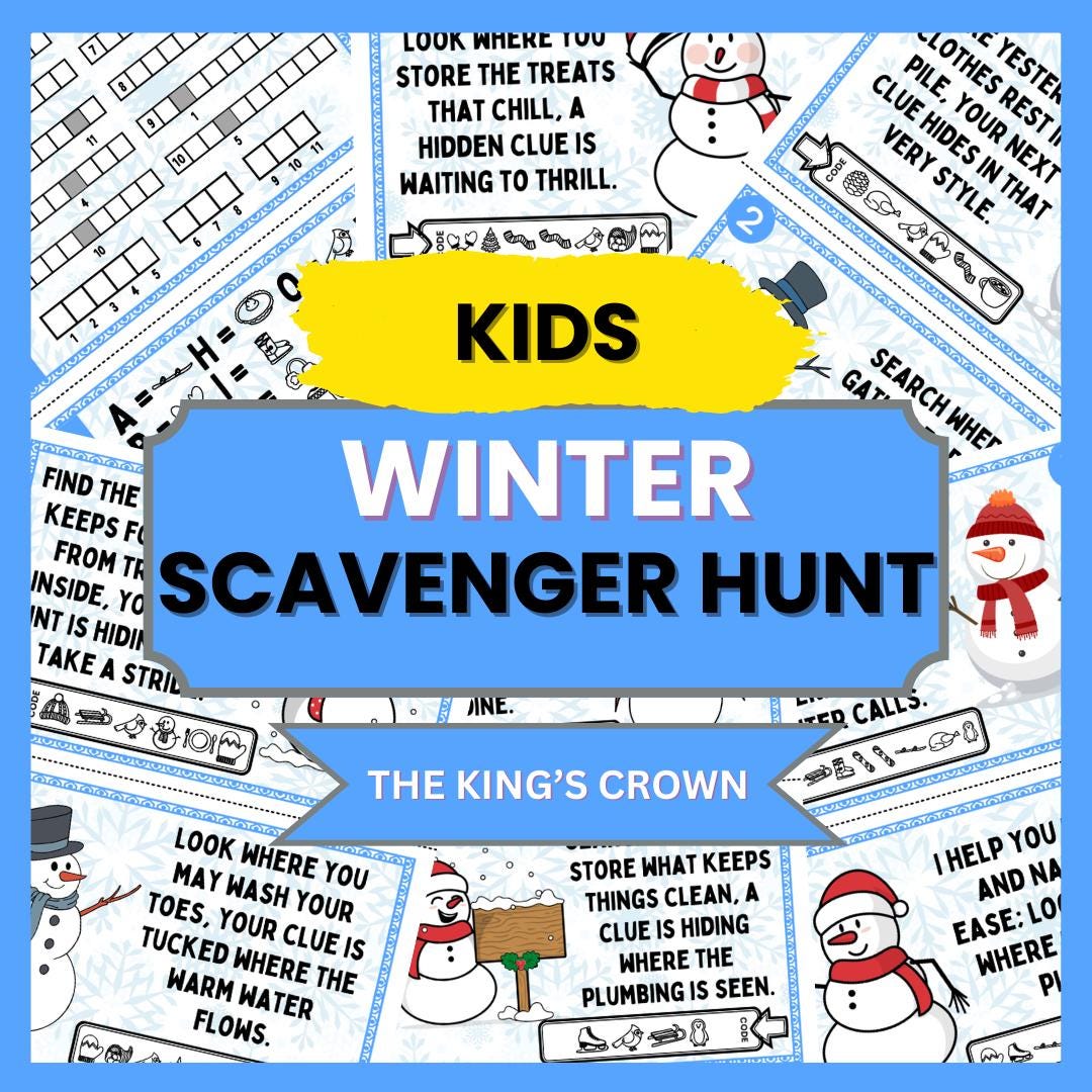 Winter Snowman Scavenger Hunt Game for Kids, Indoor Printable Puzzle ...
