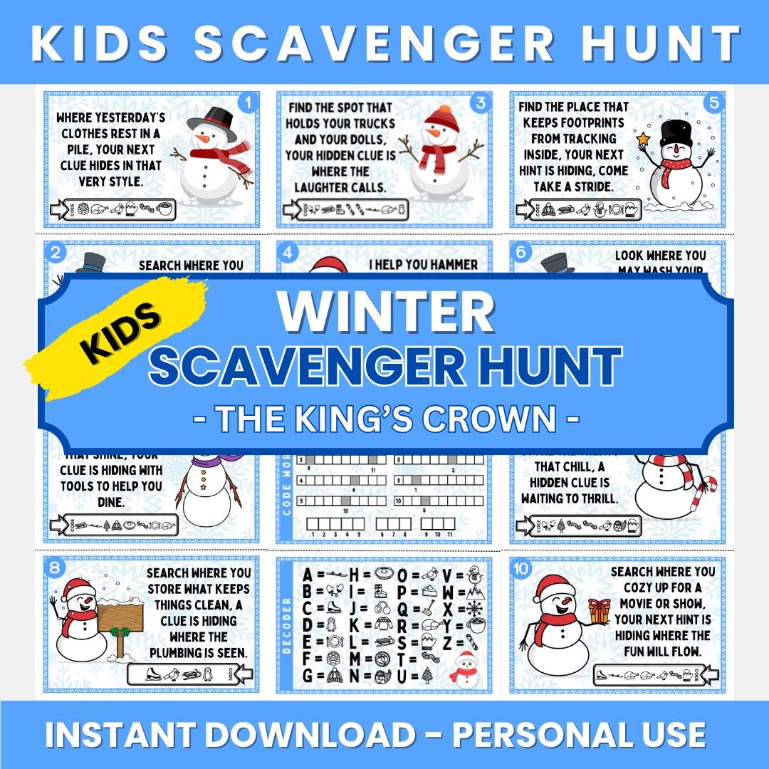 Winter Scavenger Hunt Game for Kids - the King's Crown, Indoor ...