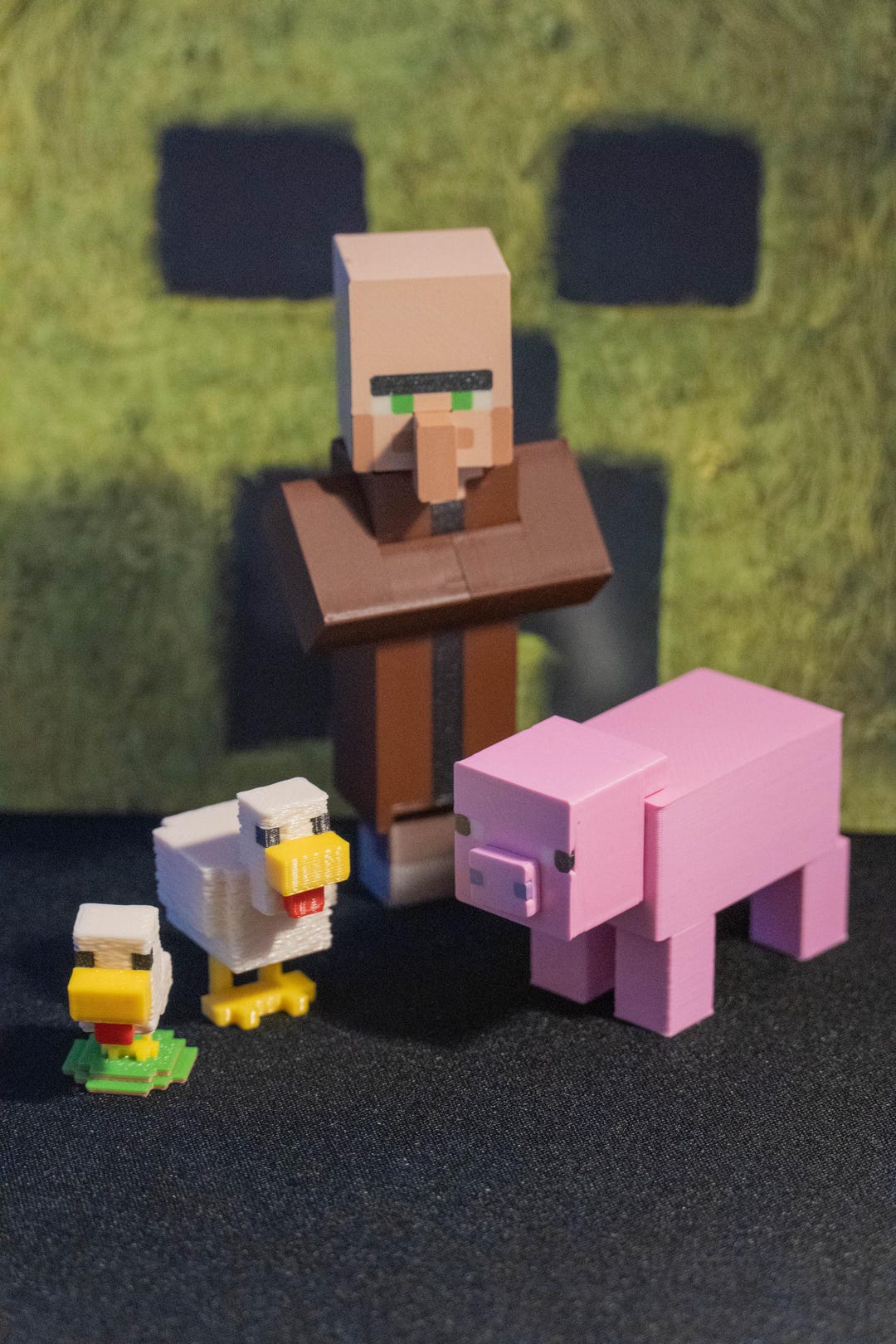 Set of Figures - Villager, Pig and Chickens - Minecraft-themed - Etsy