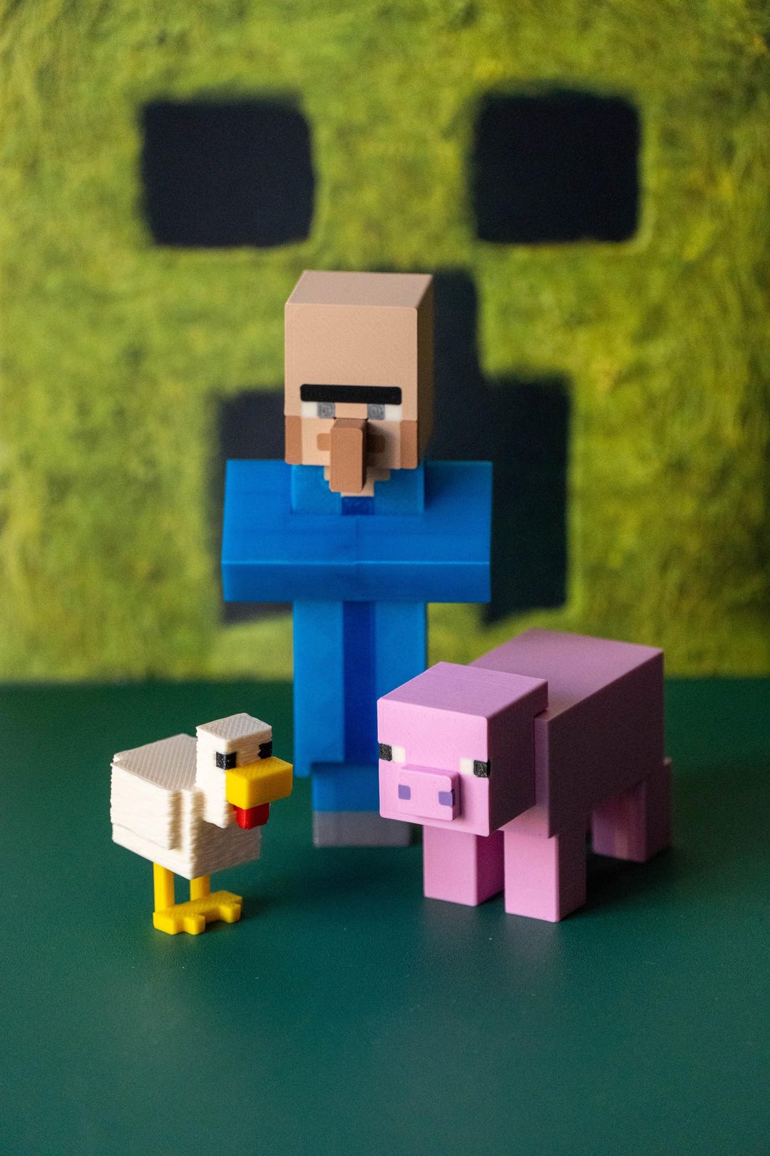 Set of Figures - Villager, Pig and Chicken - Minecraft-themed - Etsy