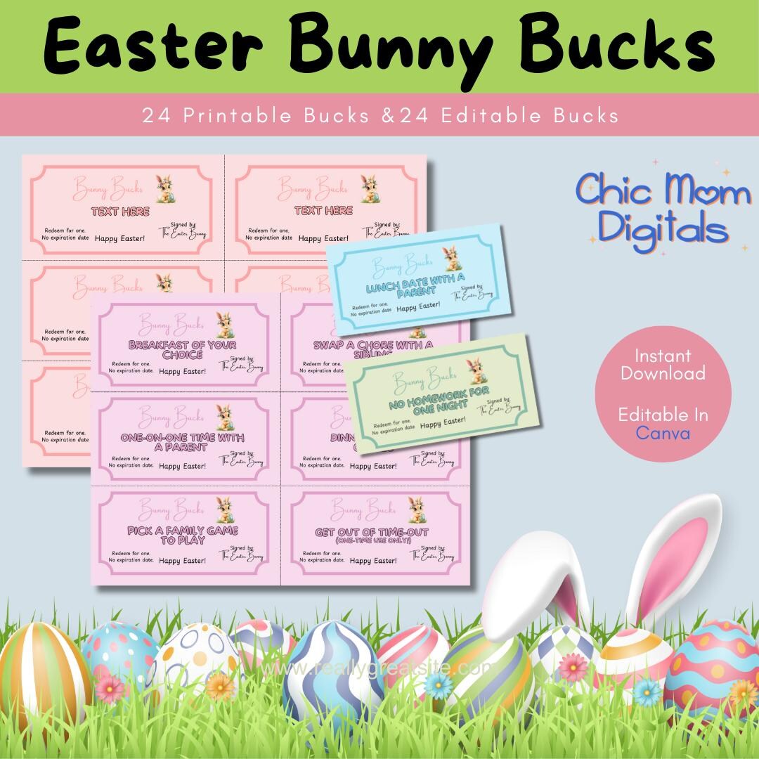 Bunny Bucks Printable Easter Coupons | Fun Easter Basket Stuffer ...