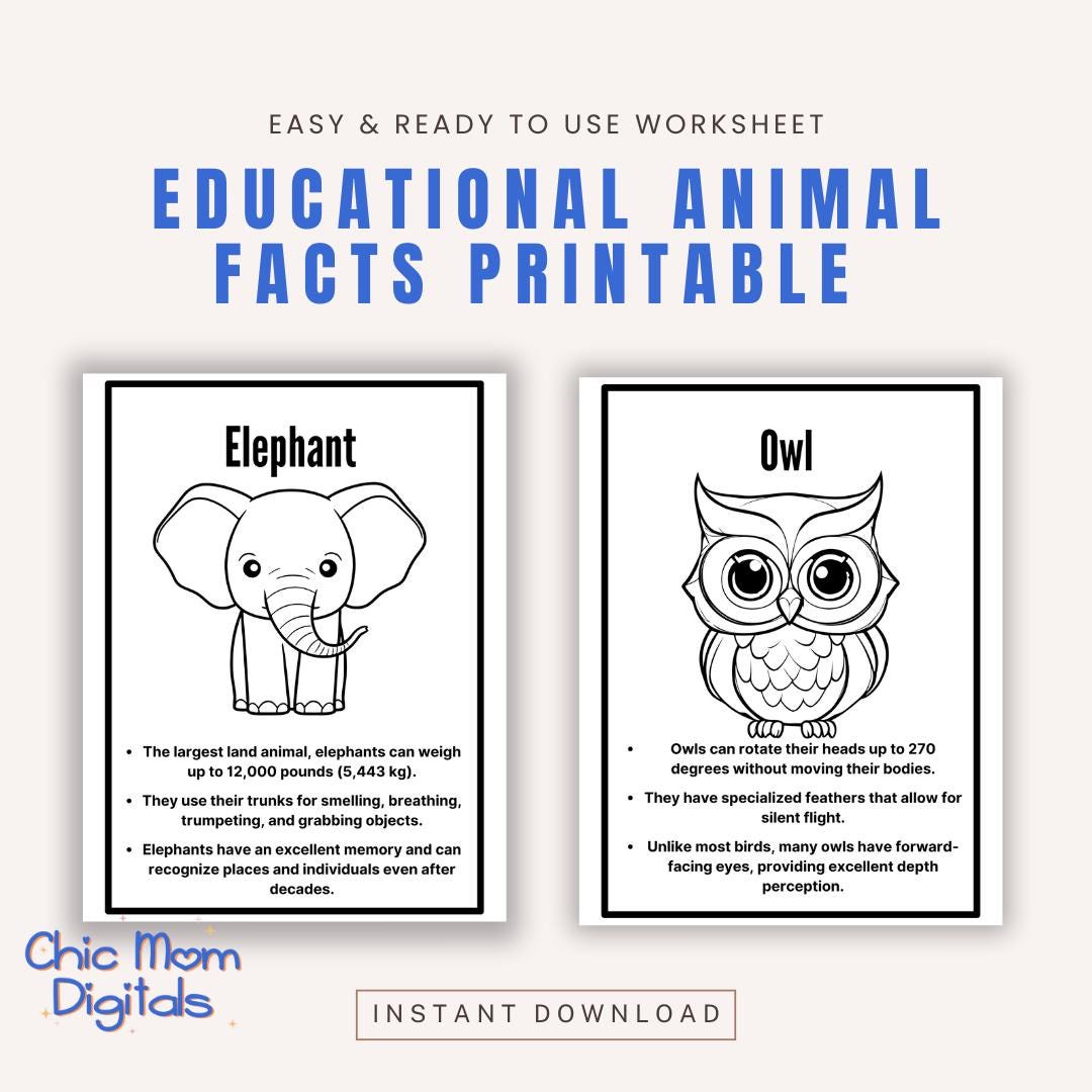 Educational Animal Facts Printable | Fun Informative Wildlife Learning ...