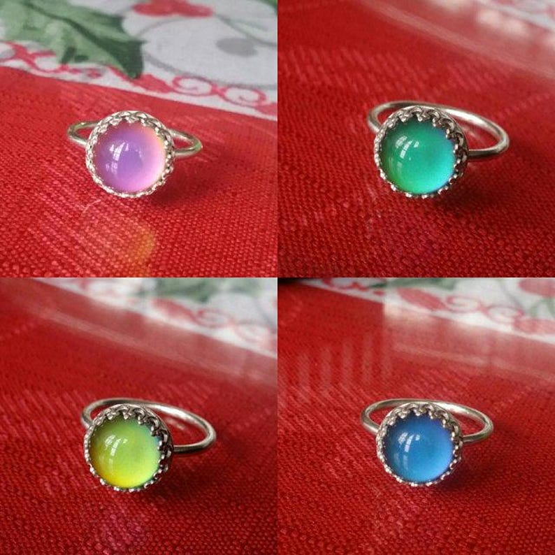 Mood Stone Sterling Silver Necklace – Crown Pendant, Color Changing - Etsy