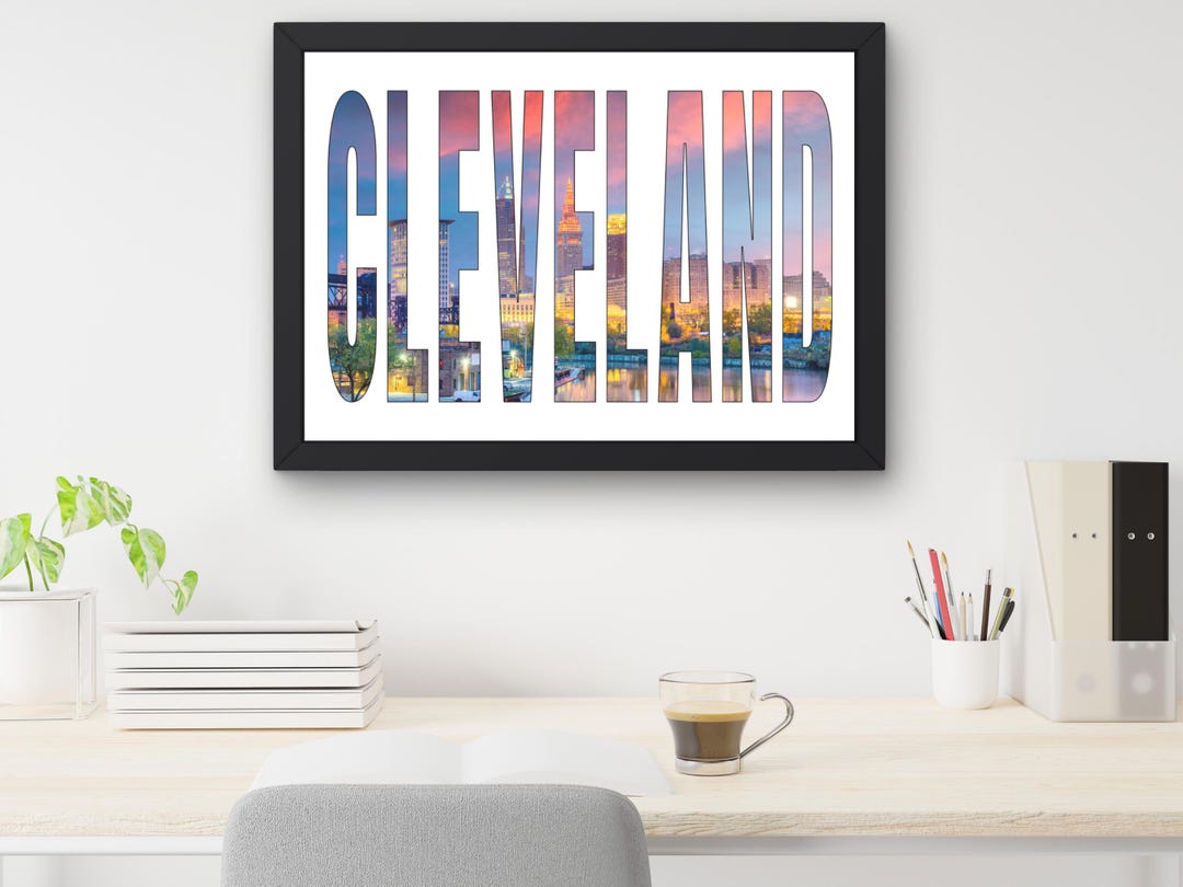 Cleveland Wall Art - City Skyline Print - Cleveland Ohio Decor - Framed ...