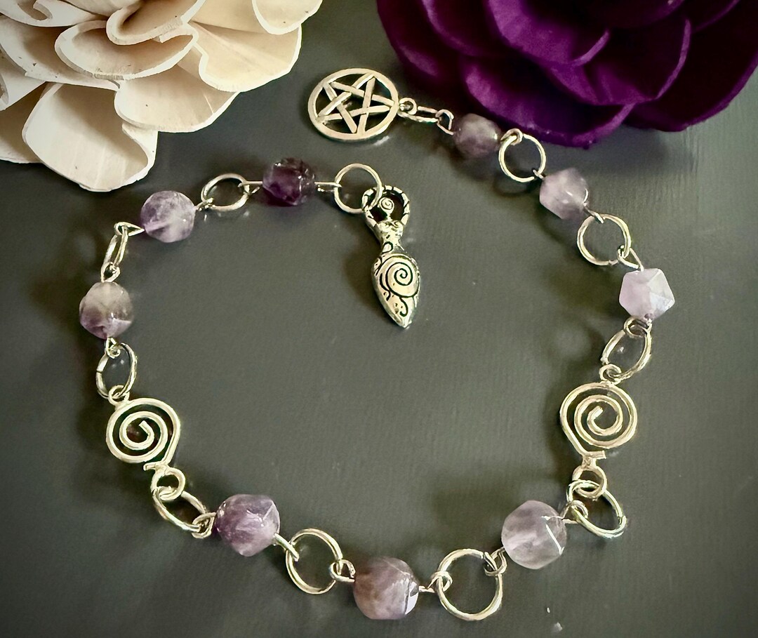 Witches Ladder Intention Meditation Spell Beads With Amethyst, Pentacle ...