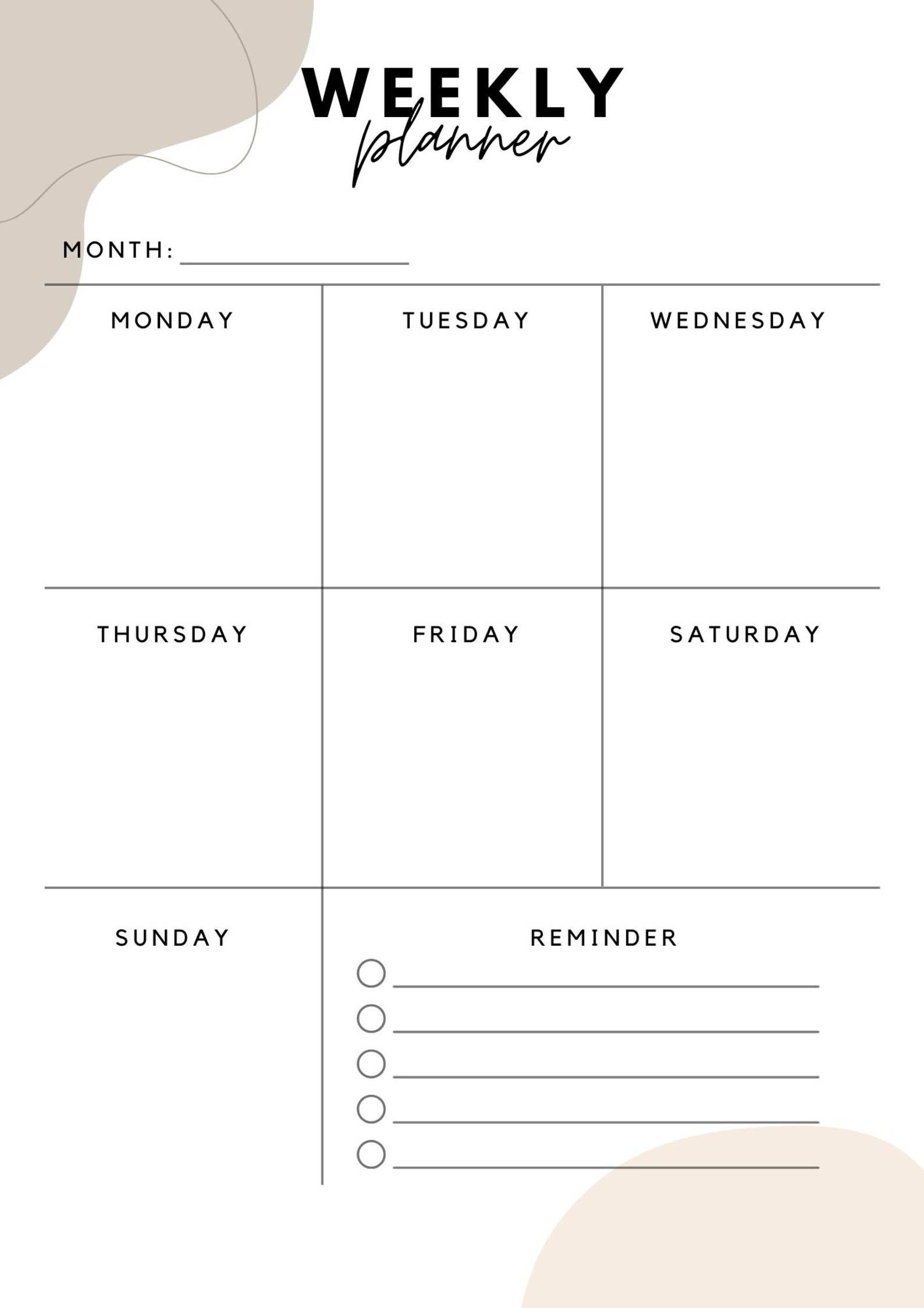 Weekly Printable Planner - Etsy