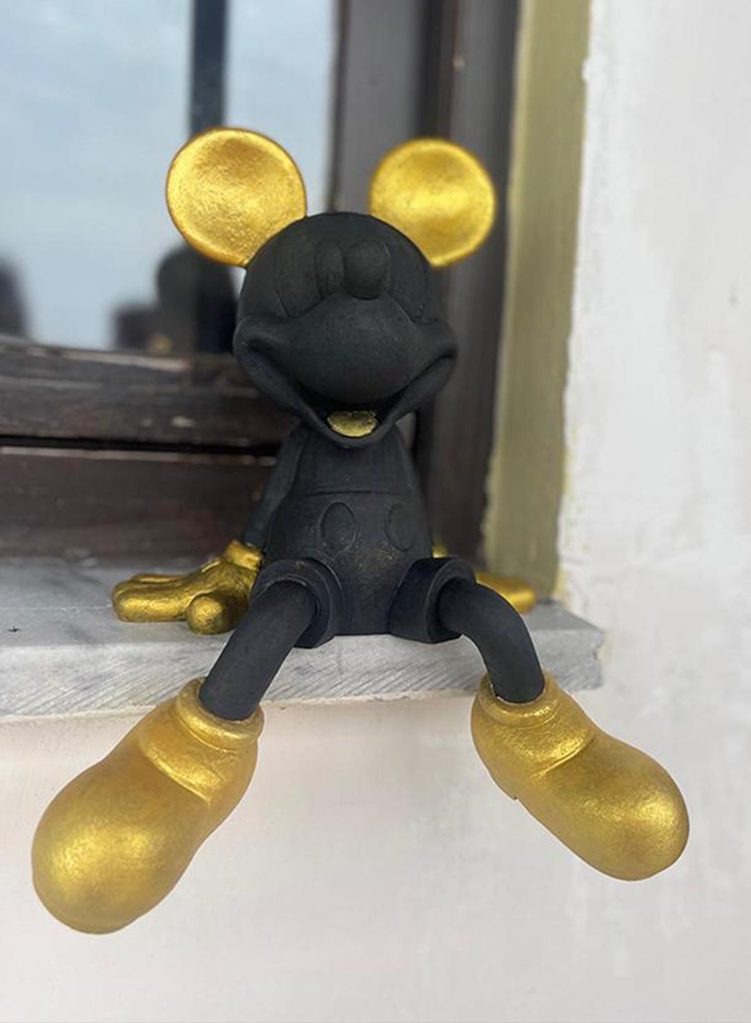 Mickey Mouse Solid Gold 12.6 ''32cm& Silvery Matte Black Gift-home ...