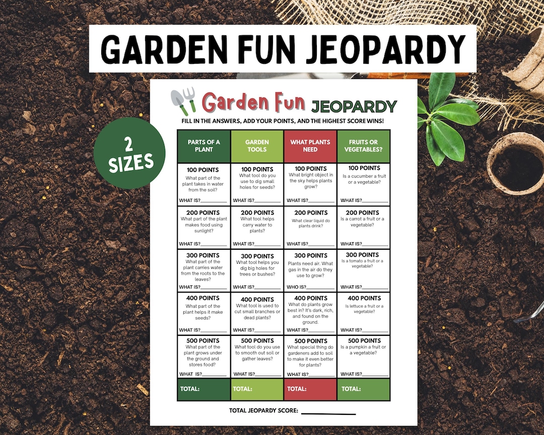 Printable Garden Jeopardy Trivia Game, Ice Breaker Activity for Family ...