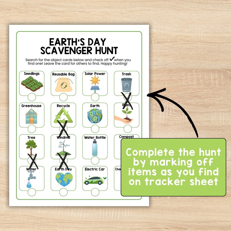 Printable Earth Day Scavenger Hunt for Kids –indoor or Outdoor Activity ...