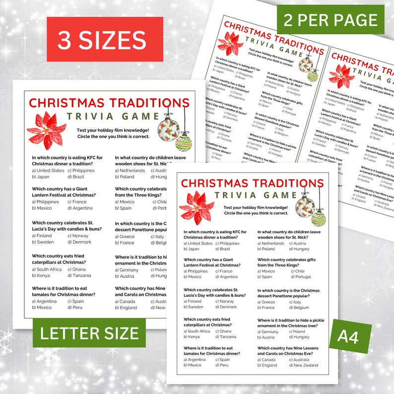 Christmas Traditions Trivia Game, Christmas Around the World Quiz ...