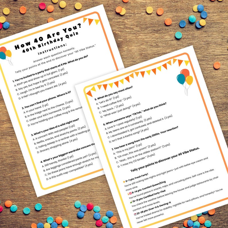 1985-40th Birthday Party Games Printable Pack, Over the Hill & Still ...