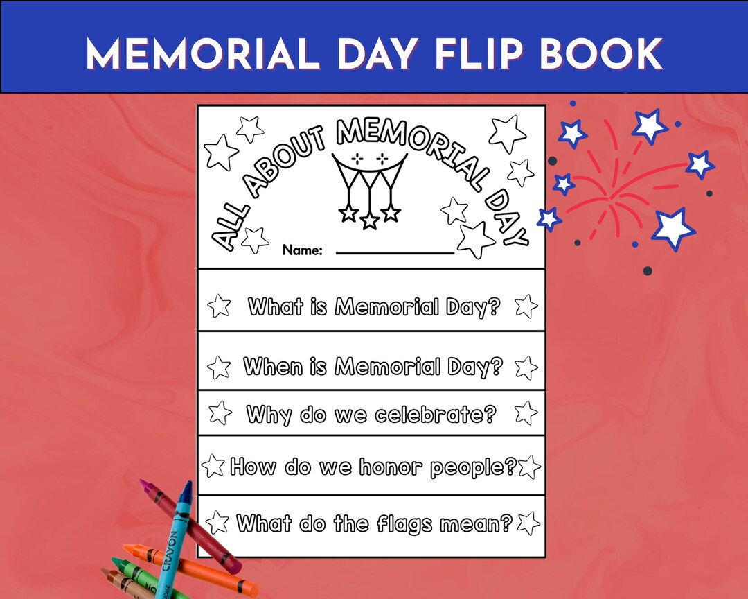 Memorial Day Flip Book for Kids, Printable Patriotic Activities ...