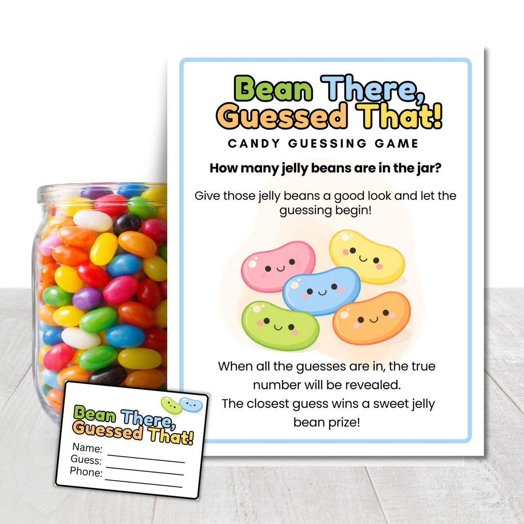 Jelly Bean Guessing Game Printable – Candy Party Game PDF for Office ...