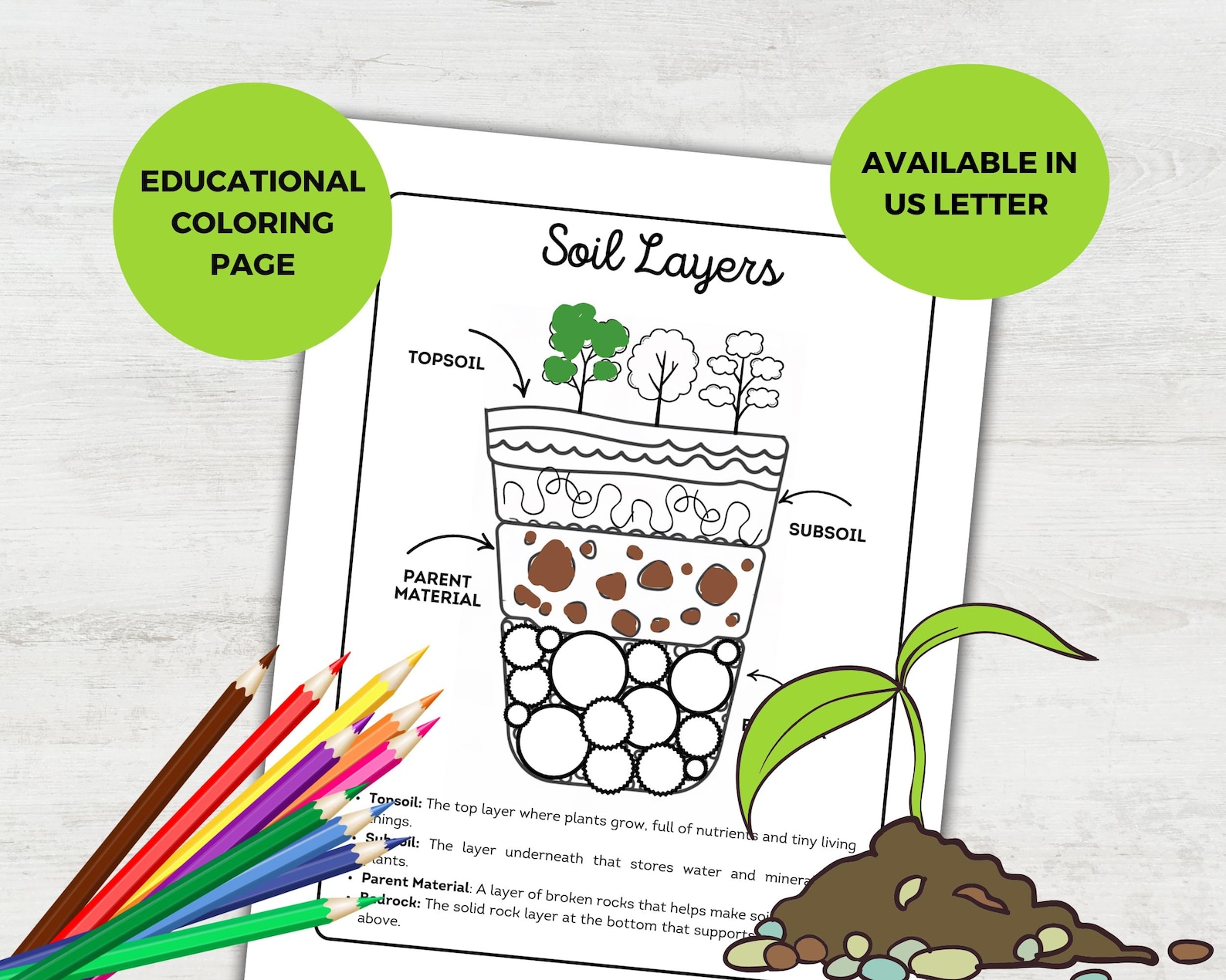 Soil Layers Science Worksheets for Kids With Journal and Coloring Pages ...
