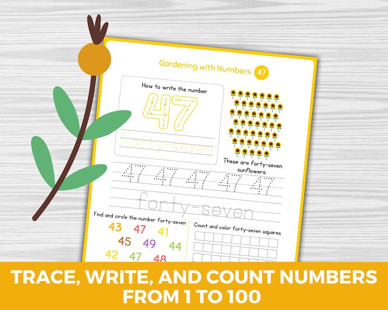 100-page Garden Number Tracing & Math Practice Pack for Preschool and ...