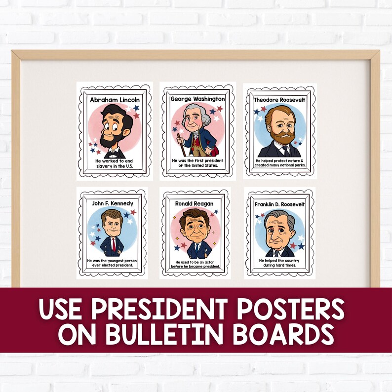 Presidents Day Posters for Kids, 20 US Presidents Posters - Facts ...