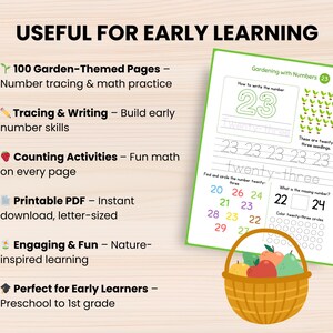 100-page Garden Number Tracing & Math Practice Pack for Preschool and ...