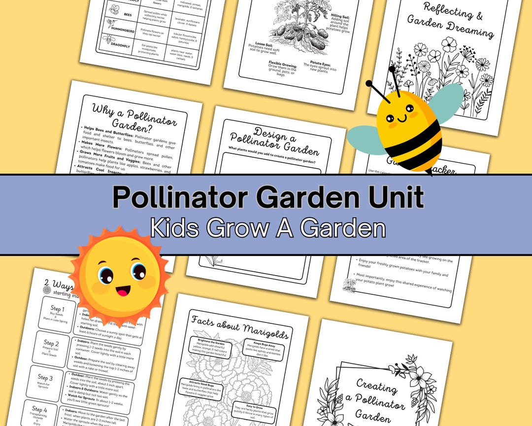 Kids Flower Garden Unit Study, Gardening Activity Pack Pollinator Unit With Garden Journal, How ...