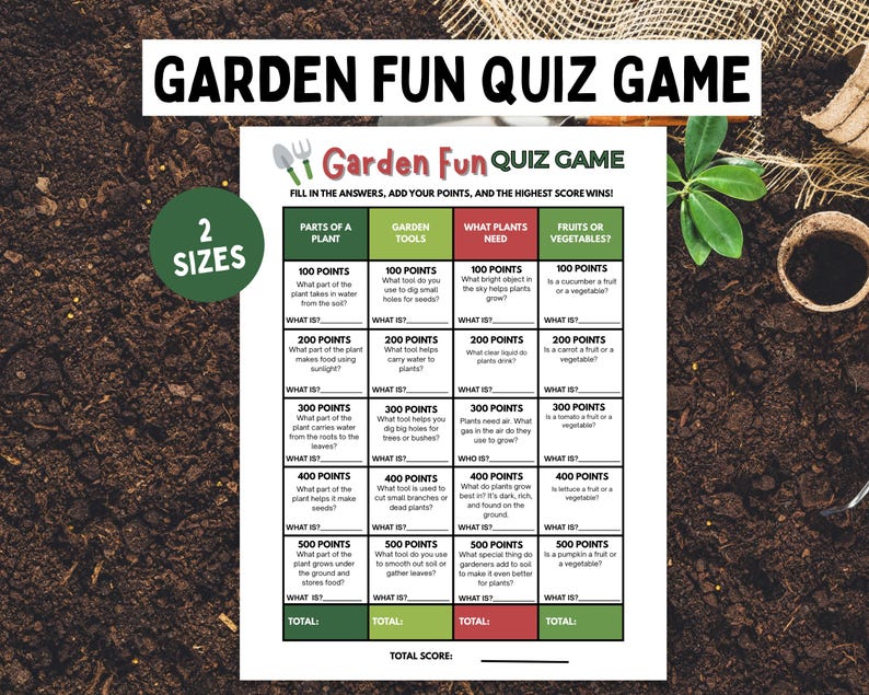Printable Garden Quiz-style Trivia Game, Ice Breaker Activity for ...