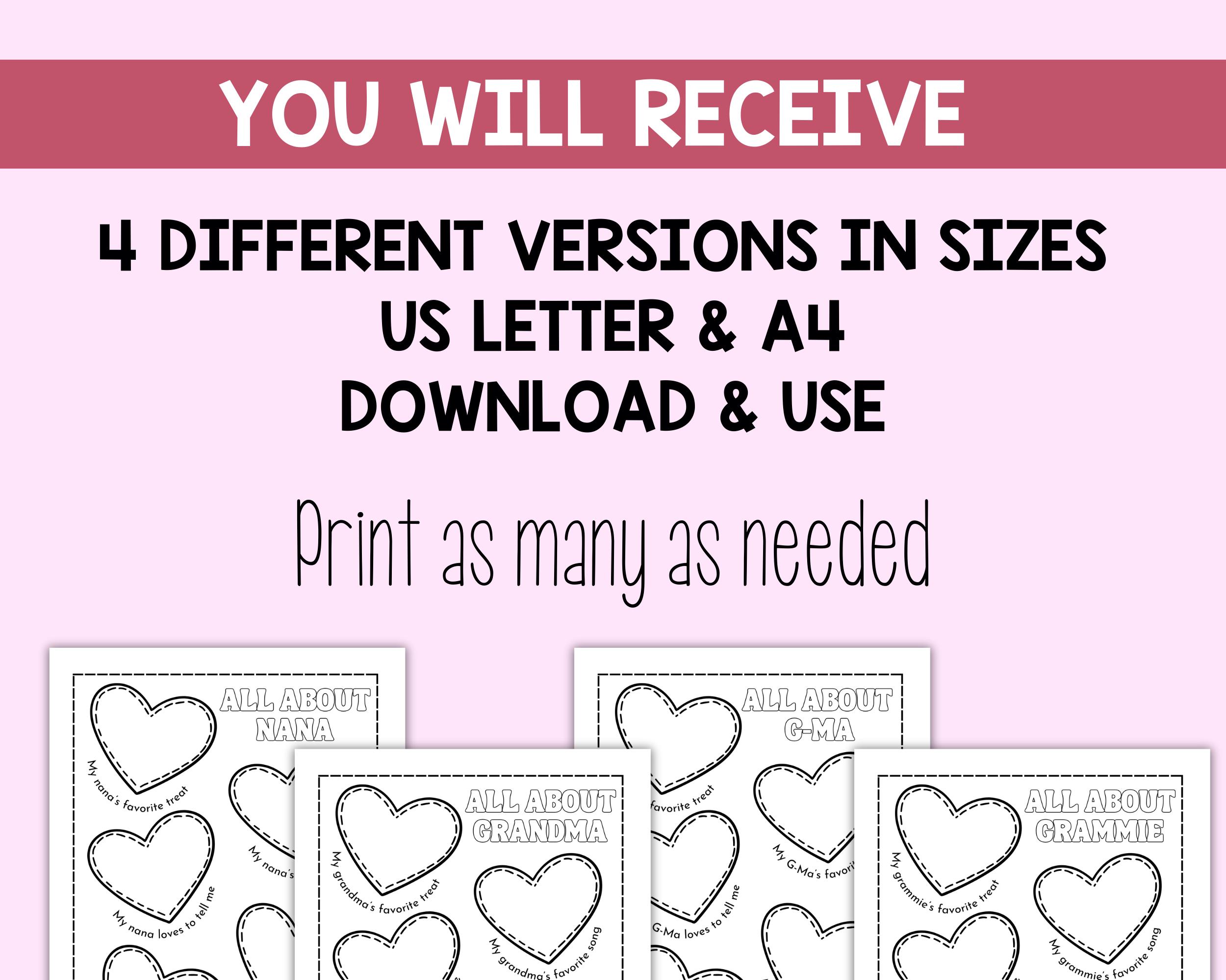 All About Grandma Printable Worksheet for Kids, Grandma, Nana, Grammie ...