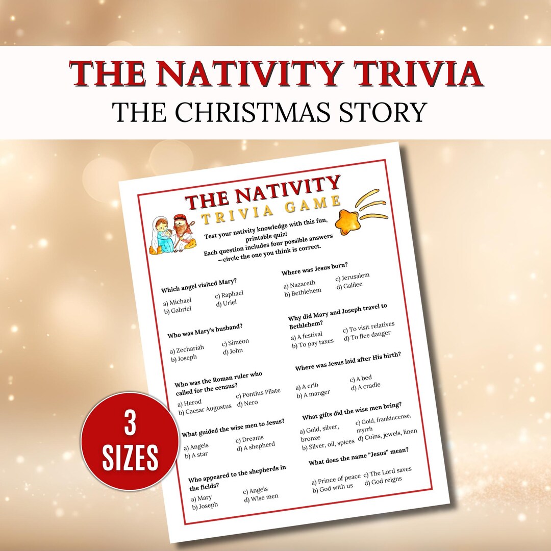 Nativity Christmas Trivia Game, Printable Christmas Story Quiz, Holiday ...