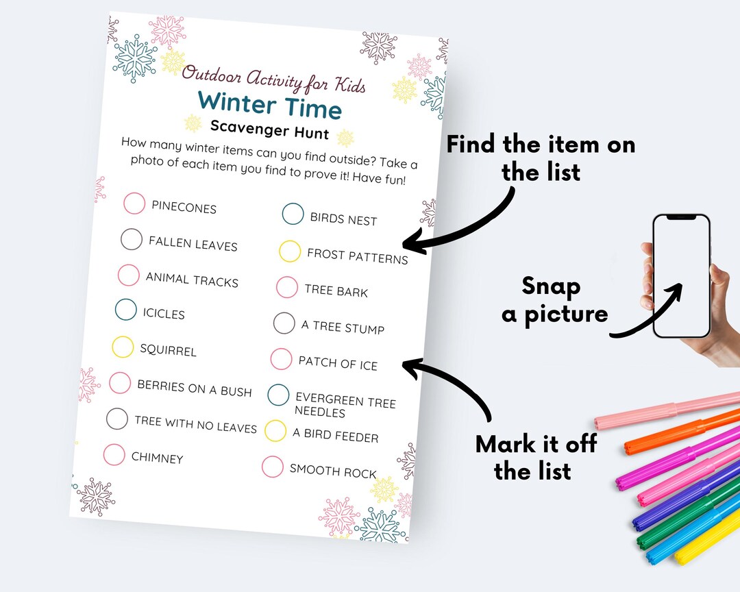 Winter, Spring, Summer, and Fall Outdoor Photo Scavenger Hunts for Kids ...