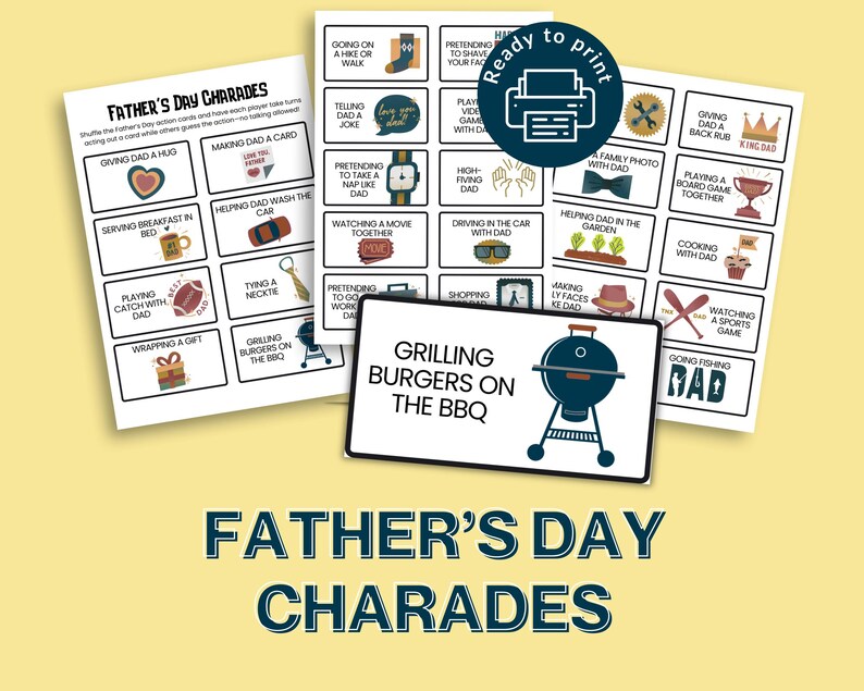 Father’s Day Charades Game Printable, Fun Father’s Day Activity for ...