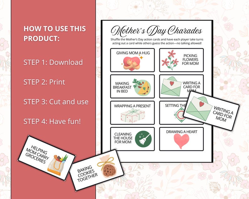 Easy Mother’s Day Charades Game Printable – Fun Mother’s Day Activity ...