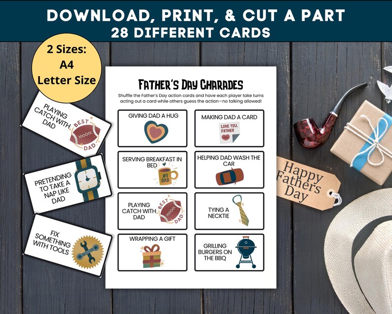 Father’s Day Charades Game Printable, Fun Father’s Day Activity for ...