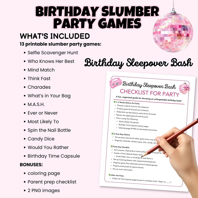 Teen Slumber Party Games Printable, 13 Birthday Sleepover Activities ...