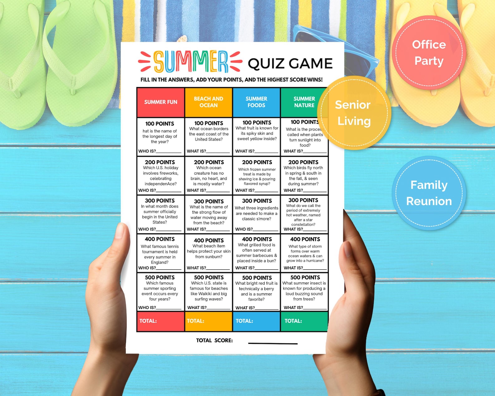 Printable Summer Quiz Trivia Game, Fun Summer Activity for Family ...