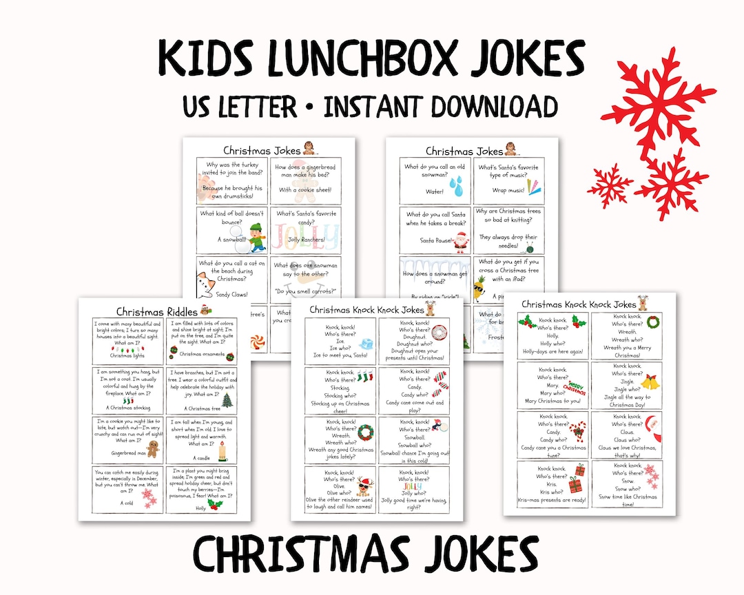 Christmas Lunchbox Jokes for Kids Including Knock Knock Jokes, Riddles ...